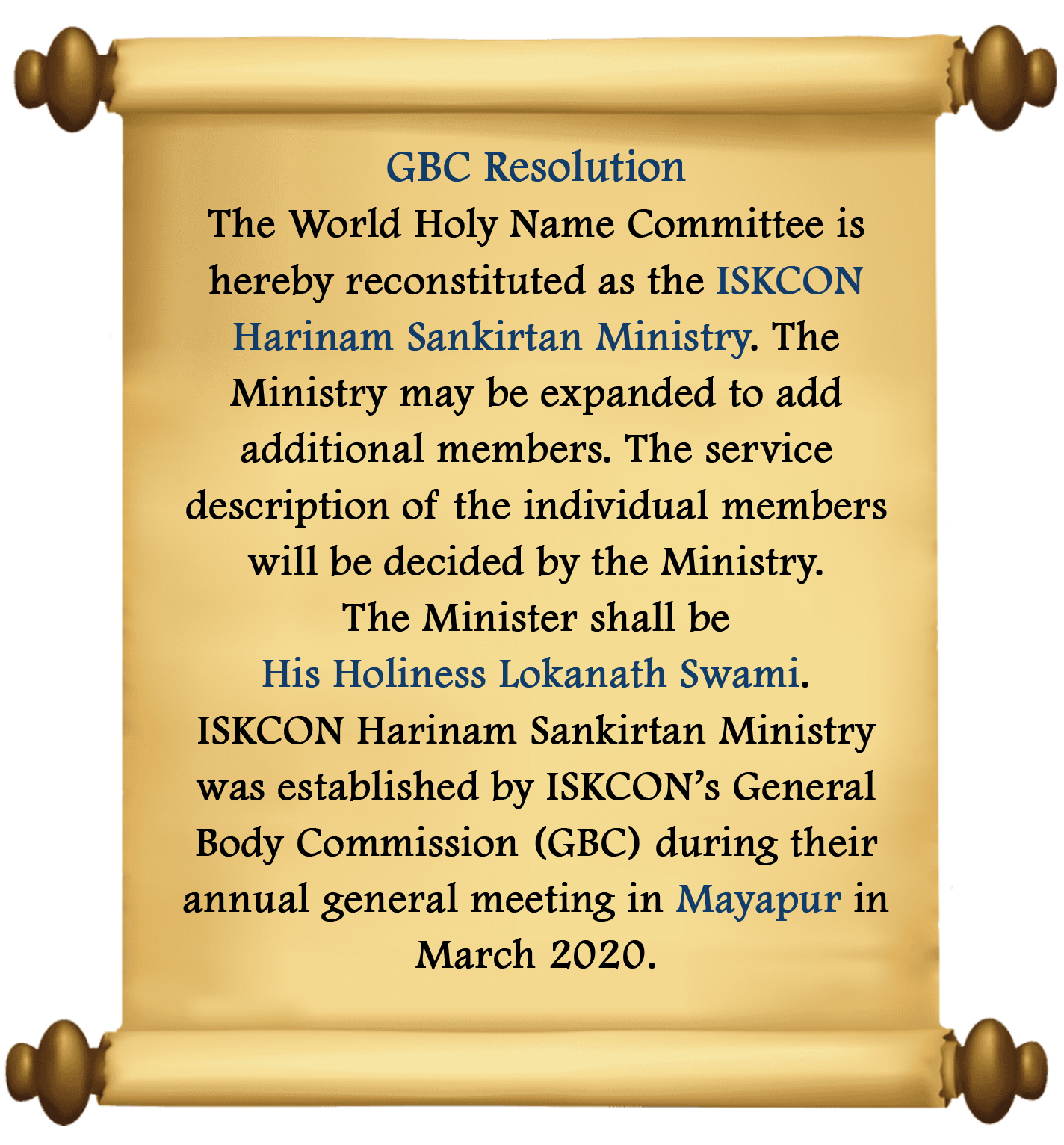 GBC Resolution - ISKCON Kirtan Ministry